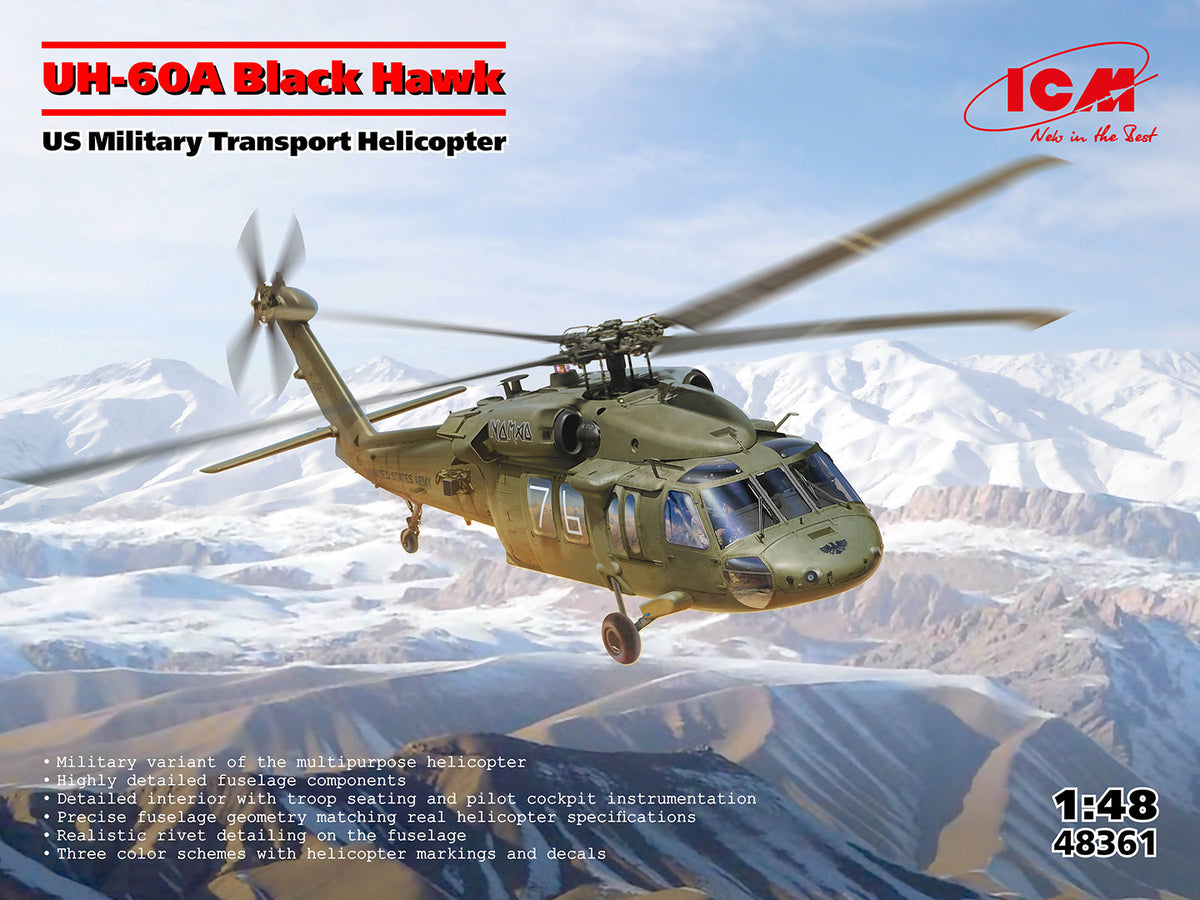 1/48 UH60A Black Hawk US Military Transport Helicopter | Hobby Sense