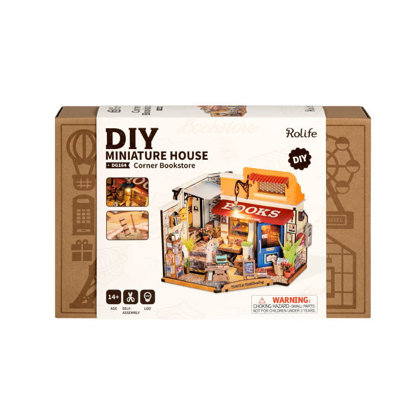 Corner Bookstore DIY Miniature House | Hobby Sense